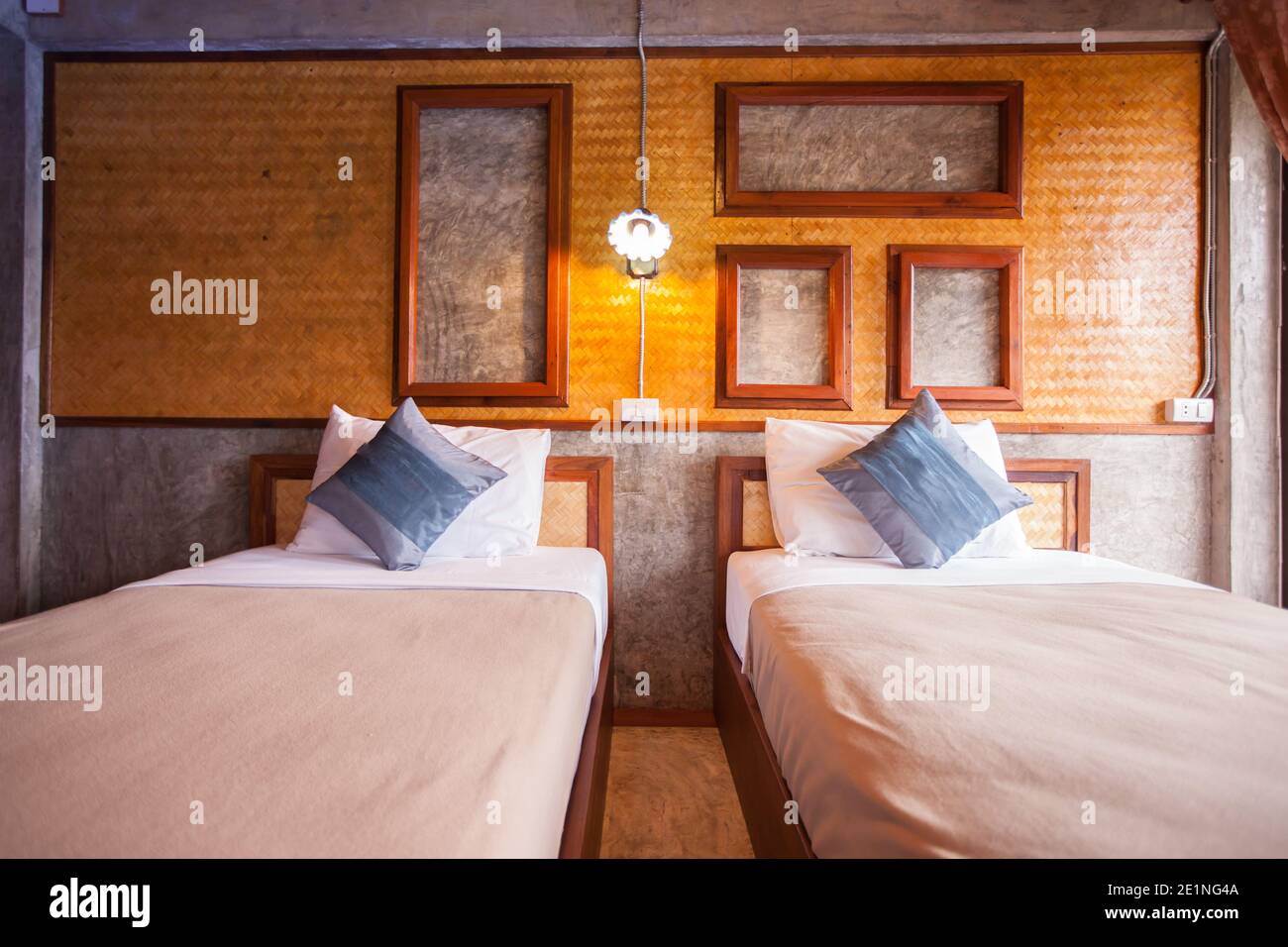 Interior standard room with bed Stock Photo - Alamy