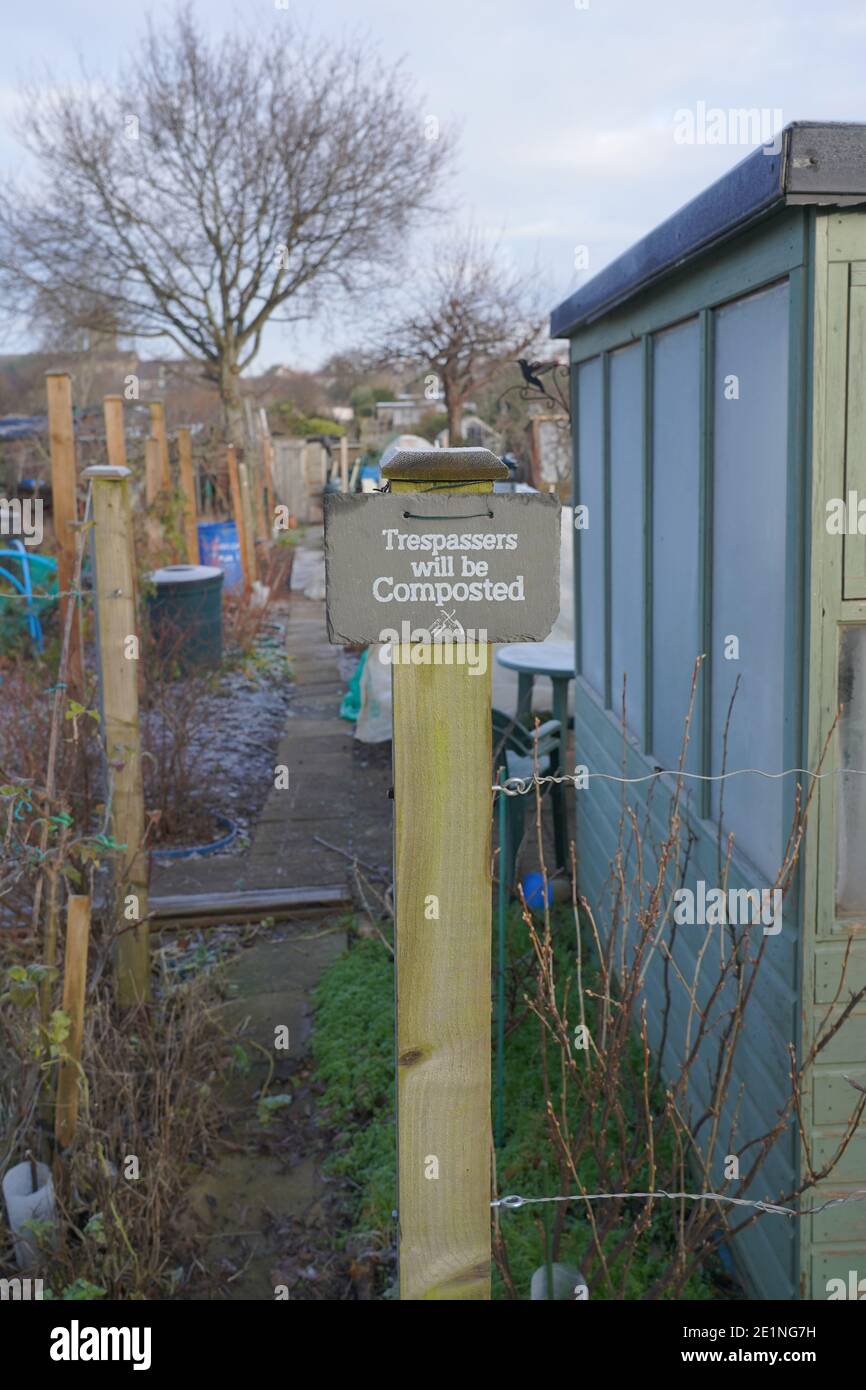 Funny allotment sign hi-res stock photography and images - Alamy