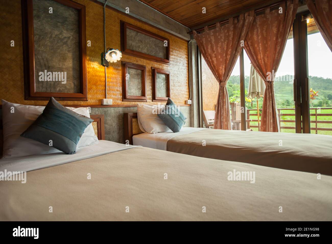 Interior standard room with bed Stock Photo - Alamy