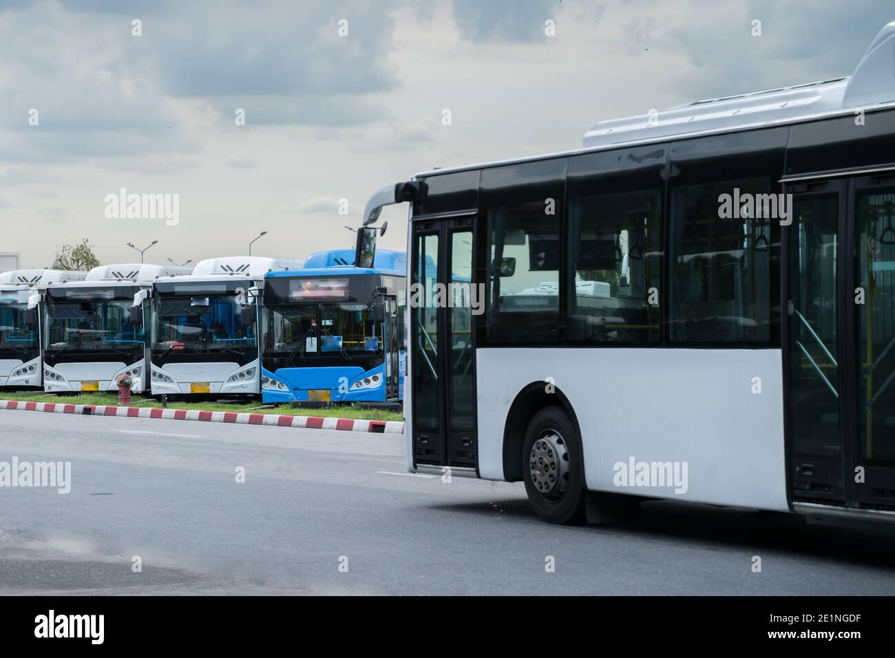 Bus stop at station in terminal Stock Photo - Alamy
