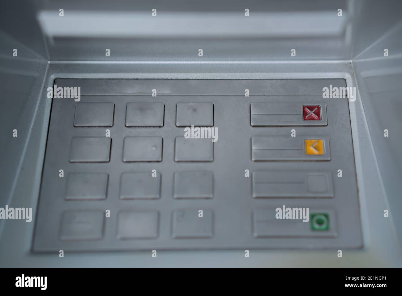 ATM pad touching screen Stock Photo - Alamy