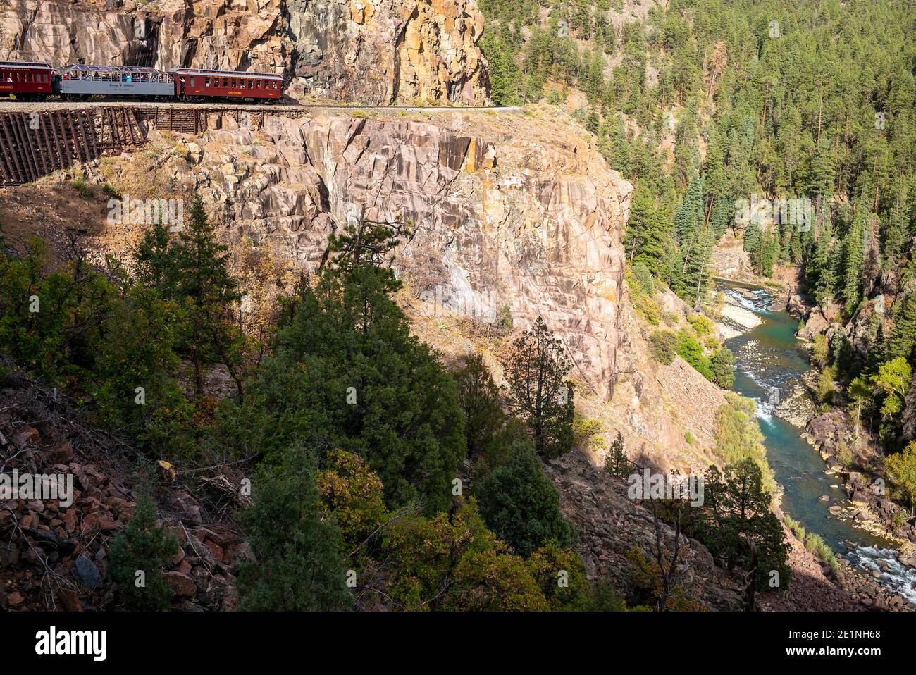 The Durango and Silverton Narrow Gauge Railroad train in the Highline ...