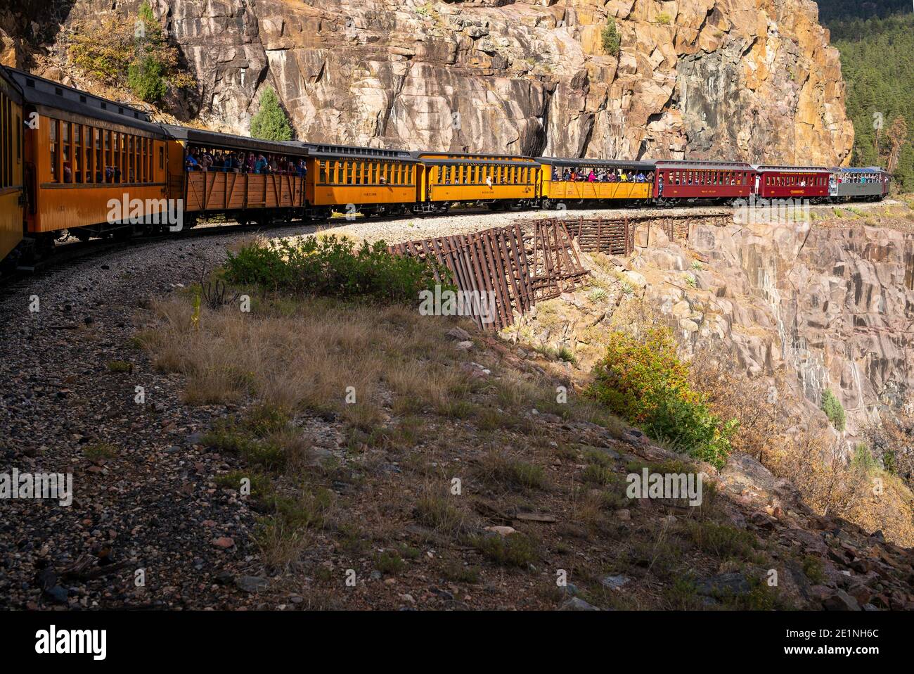 The Durango and Silverton Narrow Gauge Railroad train in the Highline ...