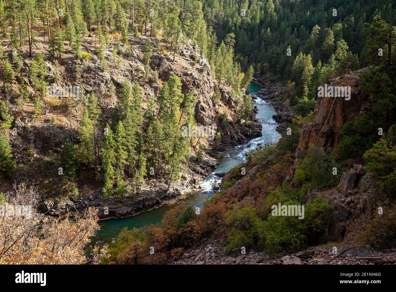 Looking down to the Animas River from the Highline section of the ...