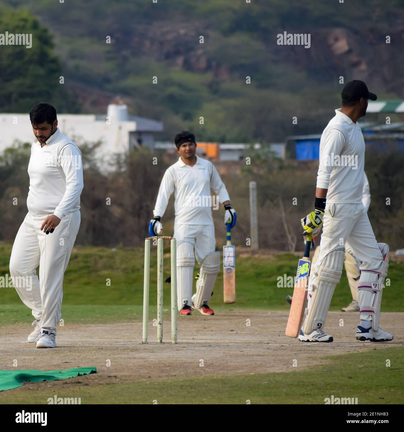 New Delhi India – July 01 2018 : Full length of cricketer playing on ...