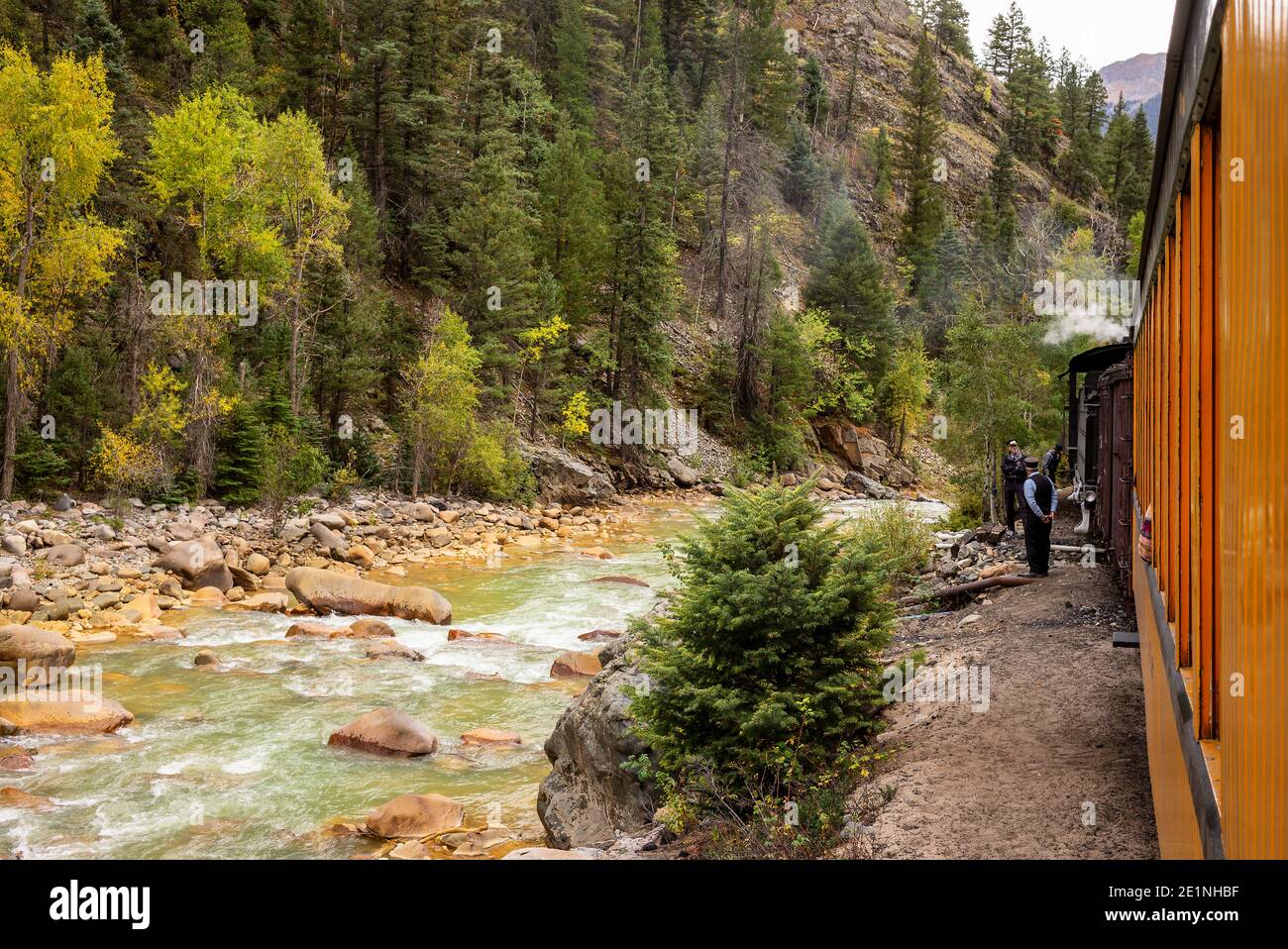 The Durango and Silverton Narrow Gauge Railroad follows the course of ...