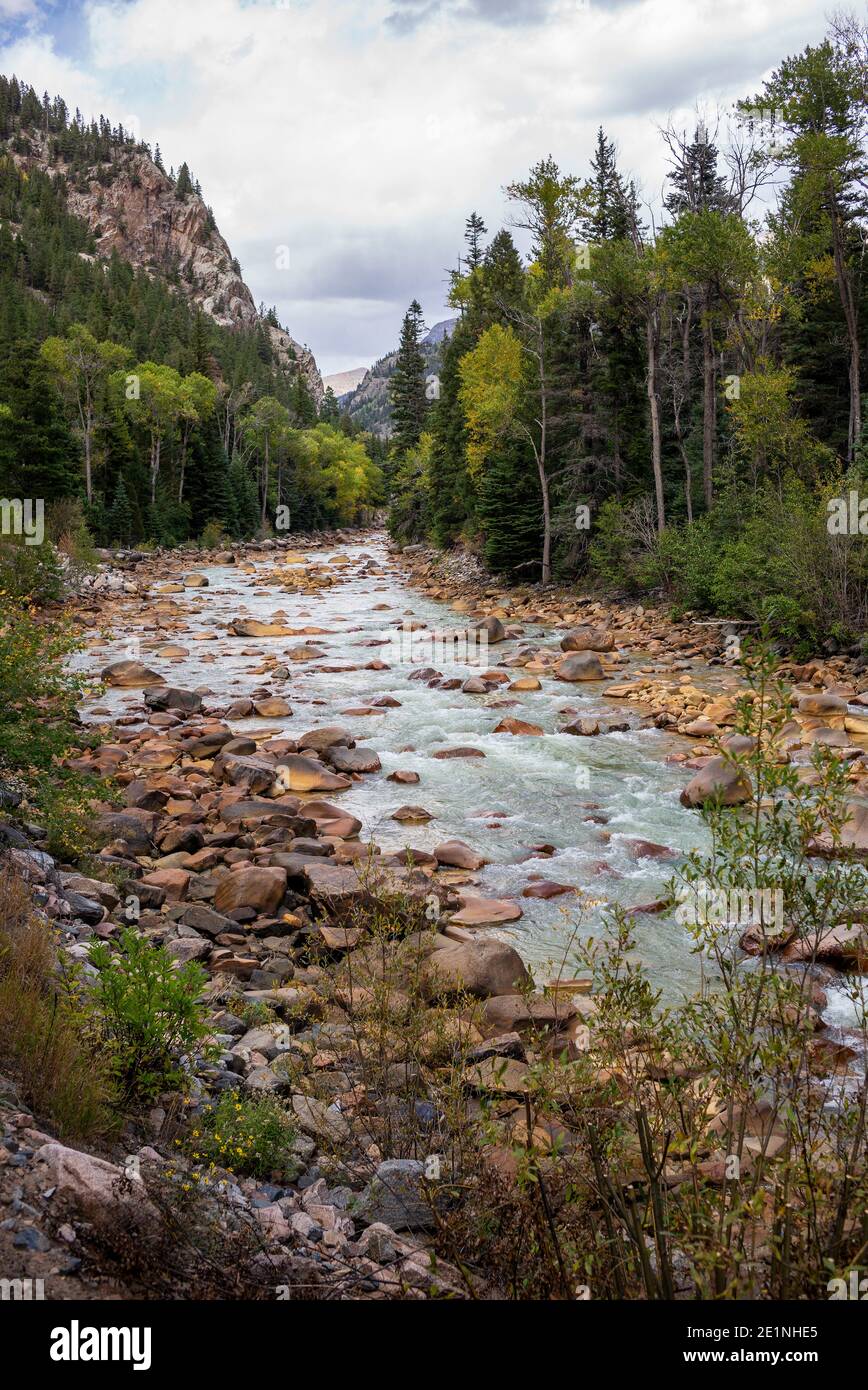 The Durango and Silverton Narrow Gauge Railroad follows the course of ...