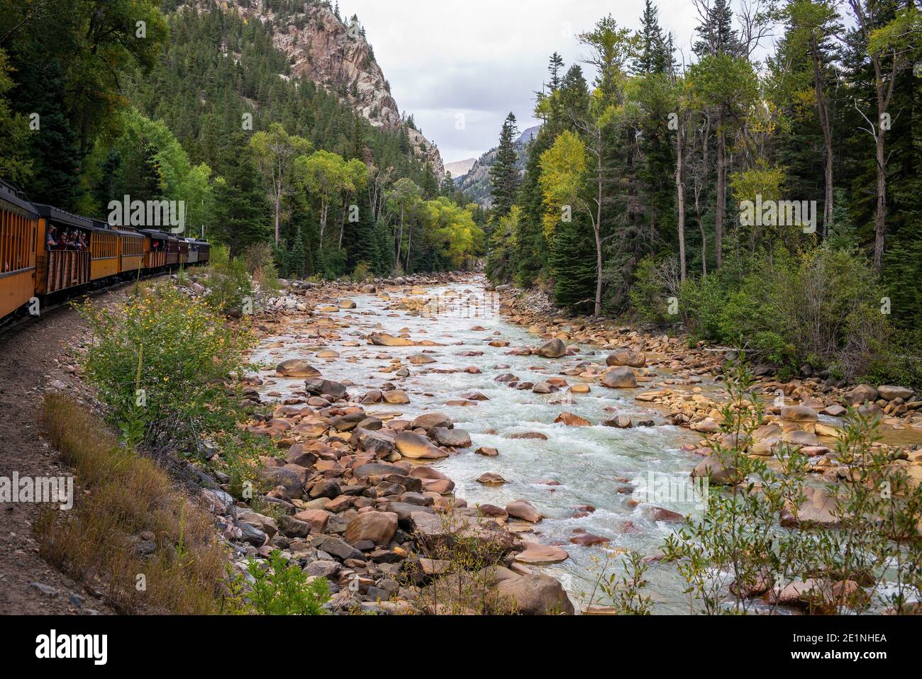 The Durango and Silverton Narrow Gauge Railroad follows the course of ...