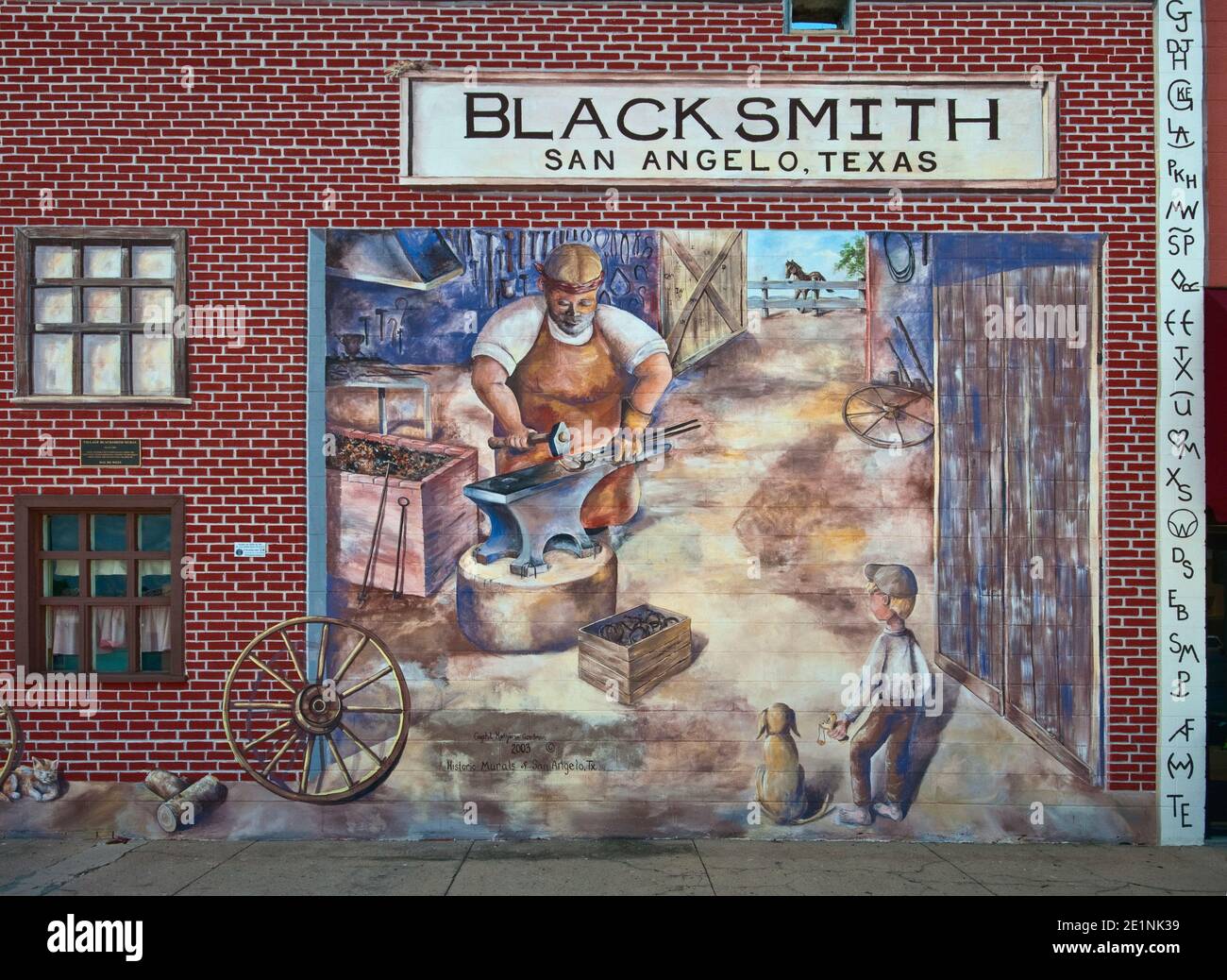 Blacksmith mural at Oakes Street in Concho Avenue Historic District in ...