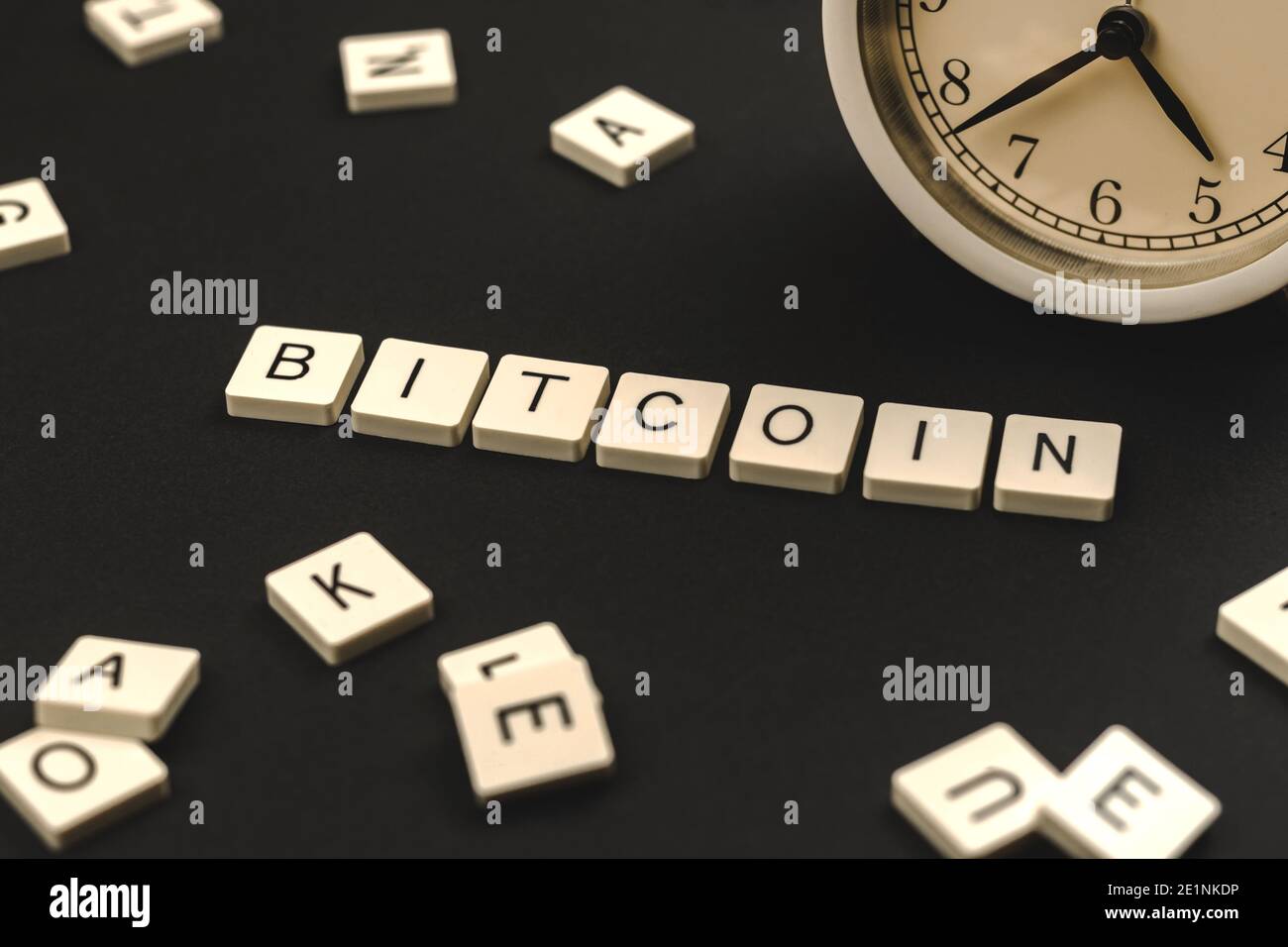 Bitcoin word concept, most popular cryptocurrency, label cover backdrop ...