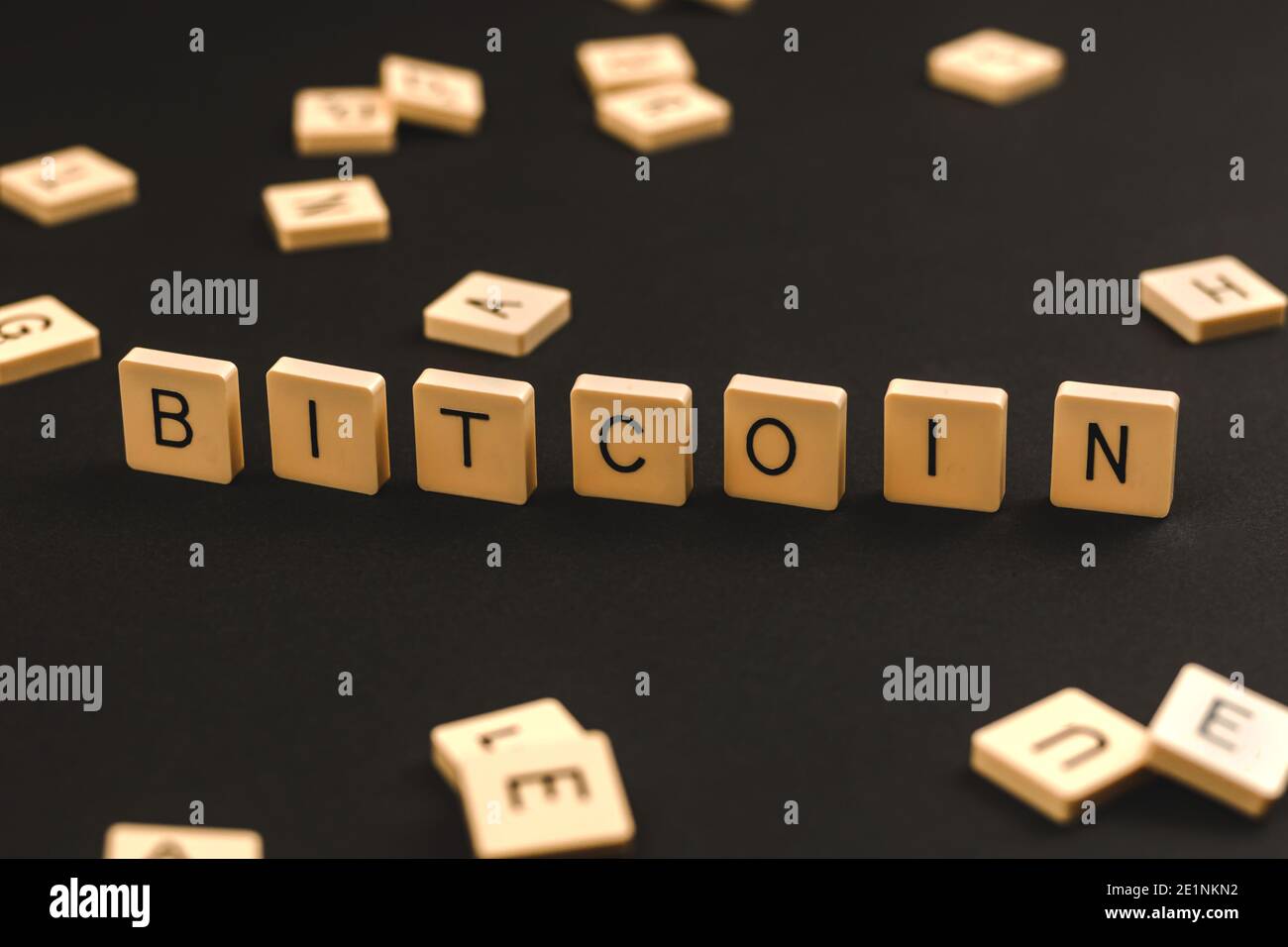 Bitcoin word concept, most popular cryptocurrency, banner black ...