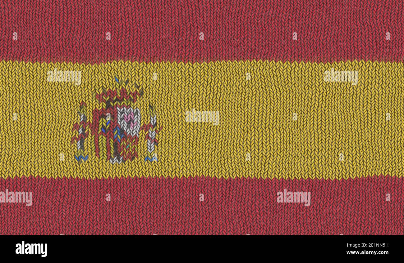 Illustration of a Knitted Flag of Spain Stock Photo - Alamy