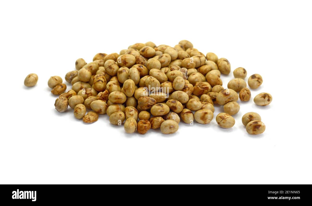 Roasted soybeans (soy nuts) isolated on white background Stock Photo ...