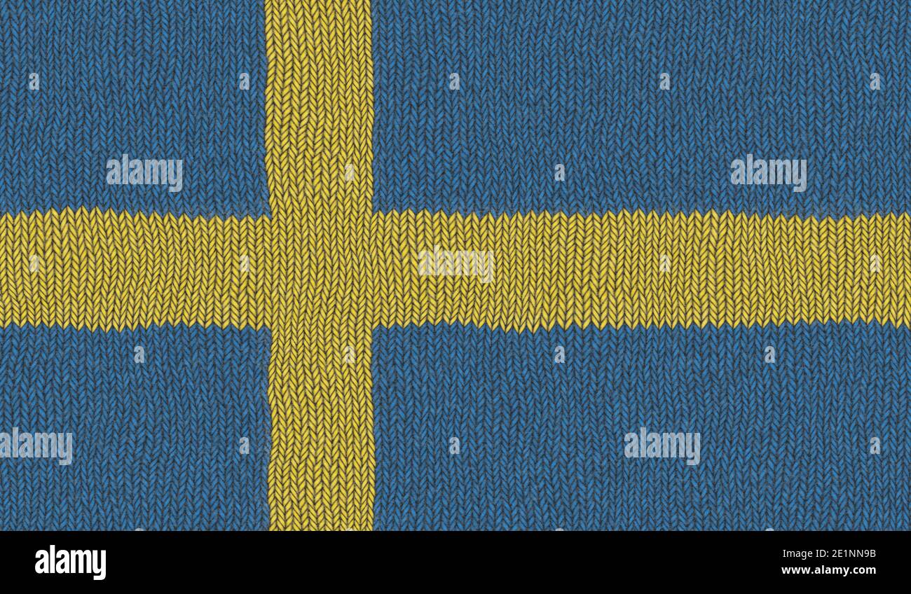 Illustration of a Knitted Flag of Sweden Stock Photo - Alamy