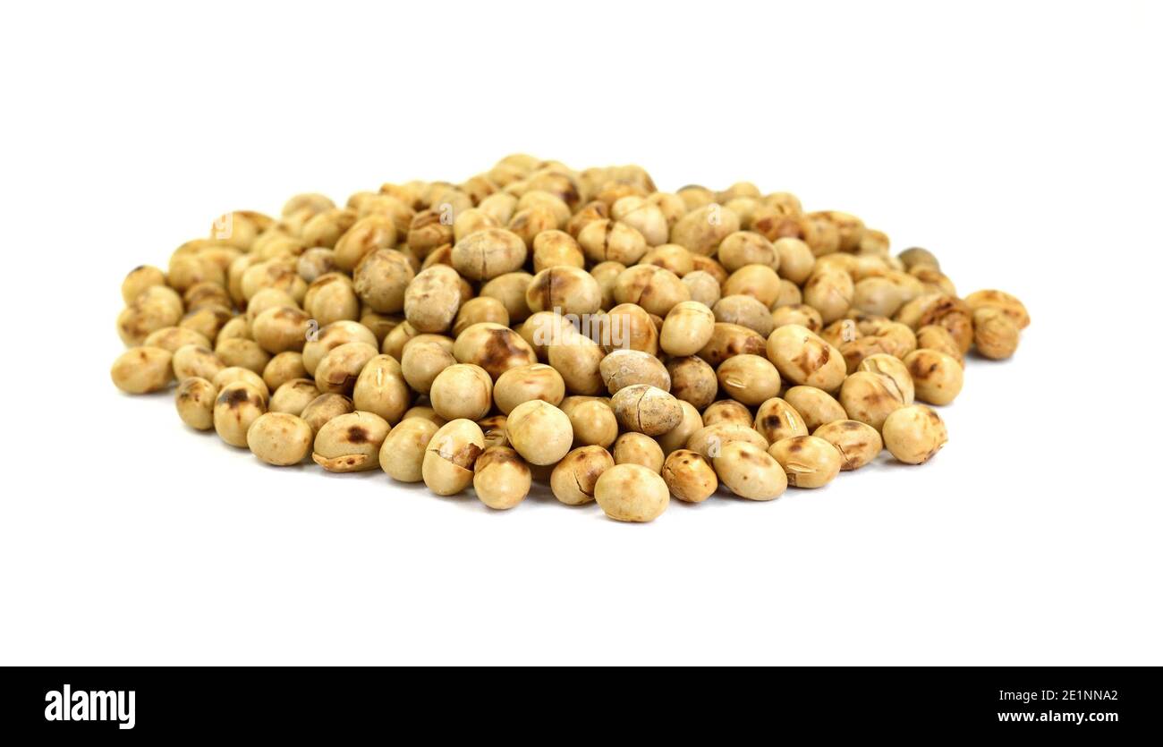 Roasted soybeans (soy nuts) isolated on white background Stock Photo ...