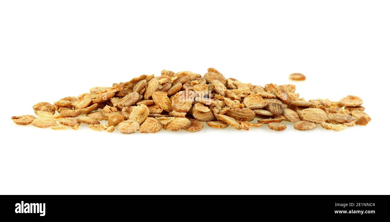 Organic soy flakes isolated on white background Stock Photo - Alamy