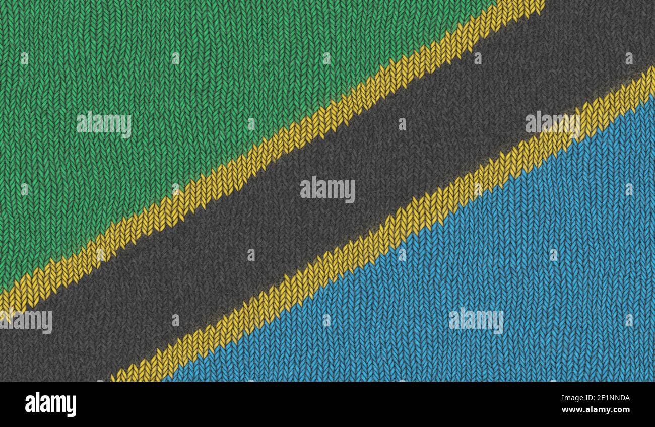 Illustration of a Knitted Flag of Tanzania Stock Photo - Alamy