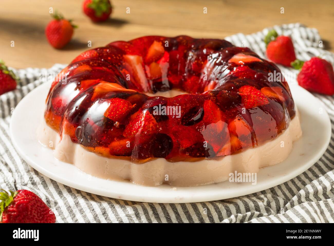 Homemade Layered Berry Gelatin Mold Ready to Eat Stock Photo - Alamy