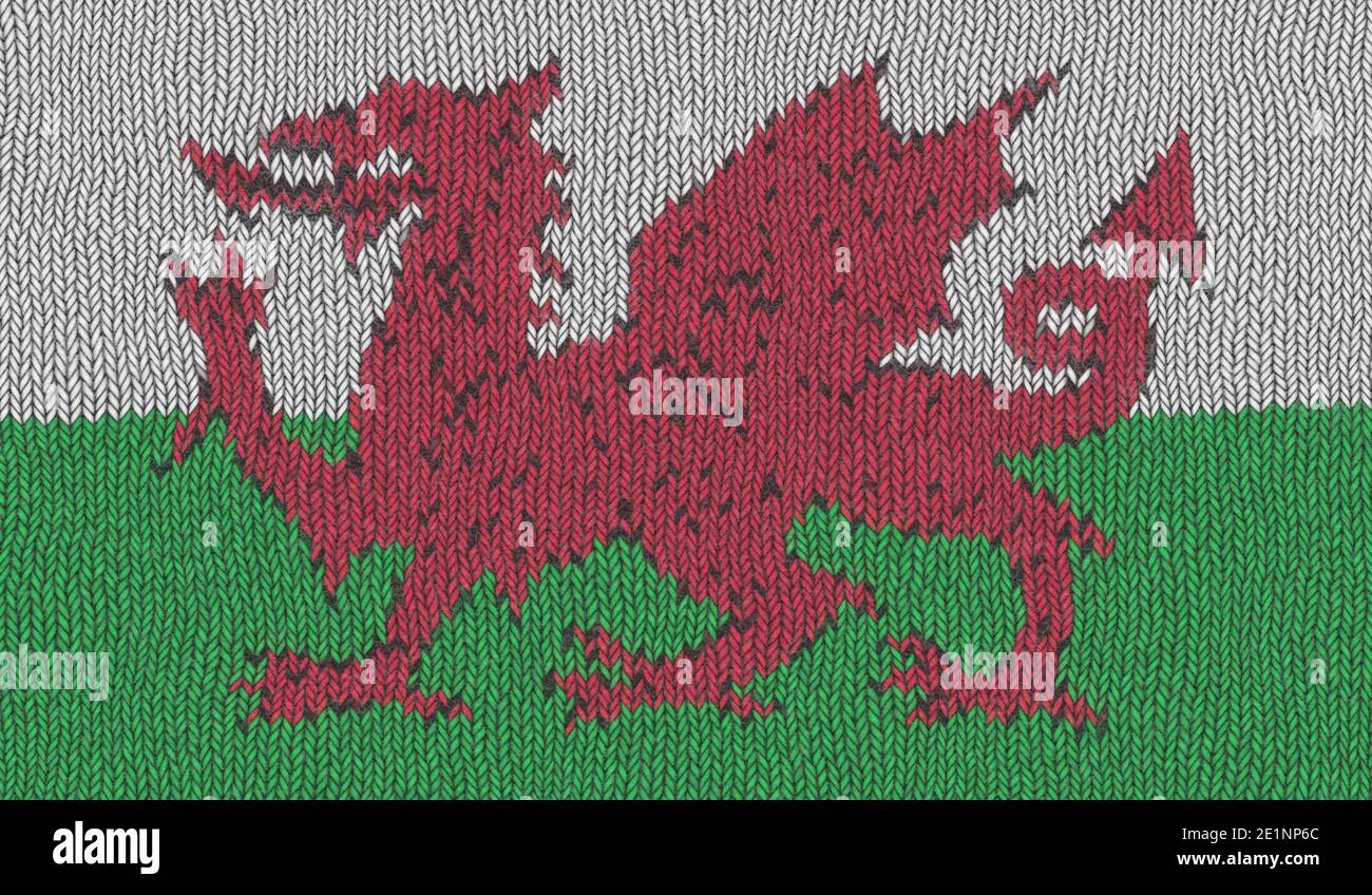 Illustration of a Knitted Flag of Wales Stock Photo - Alamy