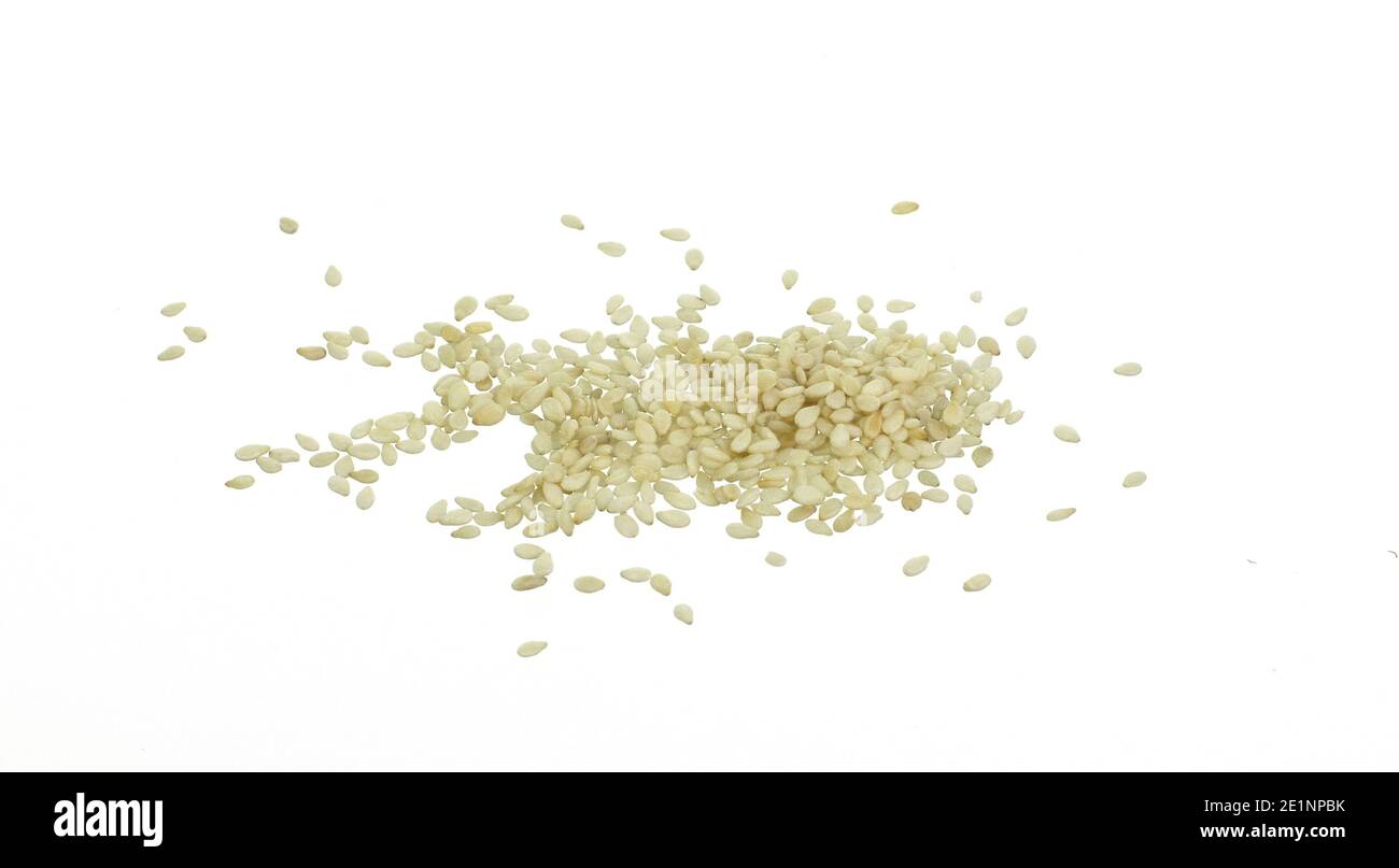A sesame seeds isolated on a white background Stock Photo - Alamy