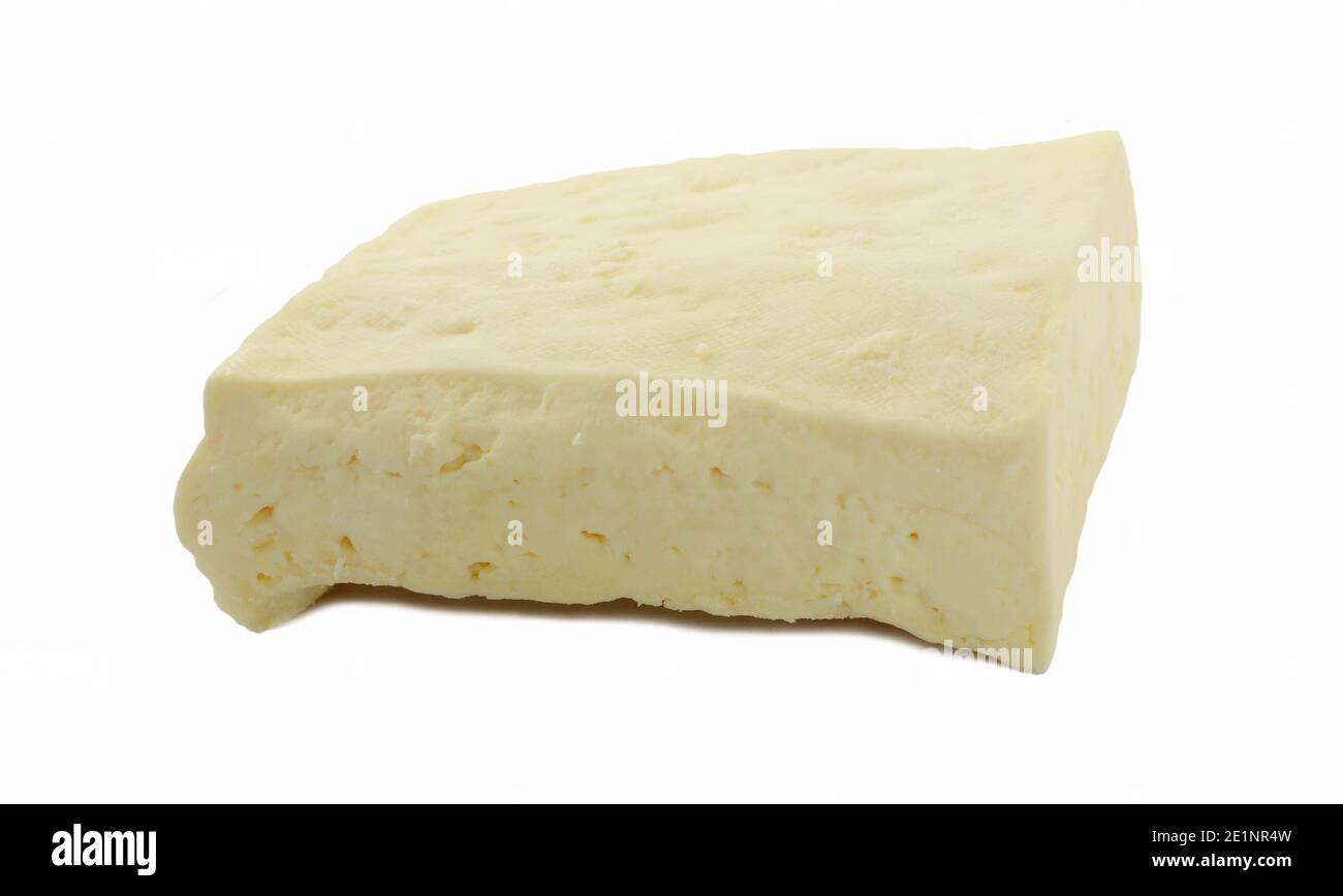 white full-fat cheese isolated on white Stock Photo - Alamy