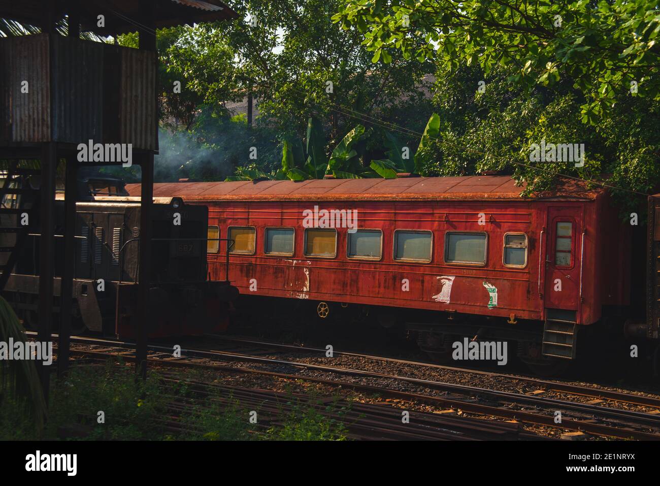 Old red train hi-res stock photography and images - Alamy