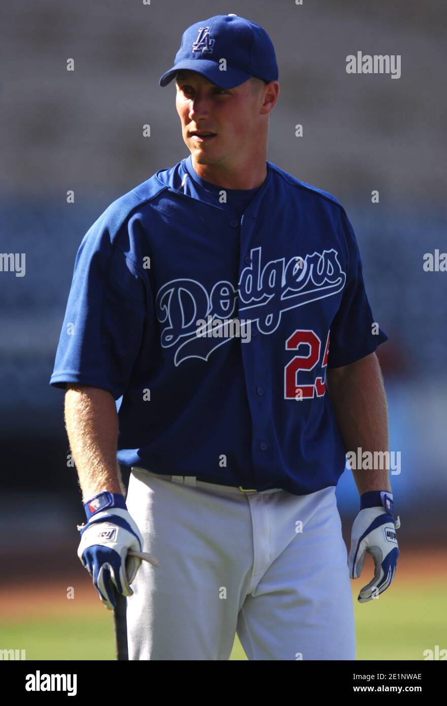 Mike Edwards of the Los Angeles Dodgers during batting practice before ...