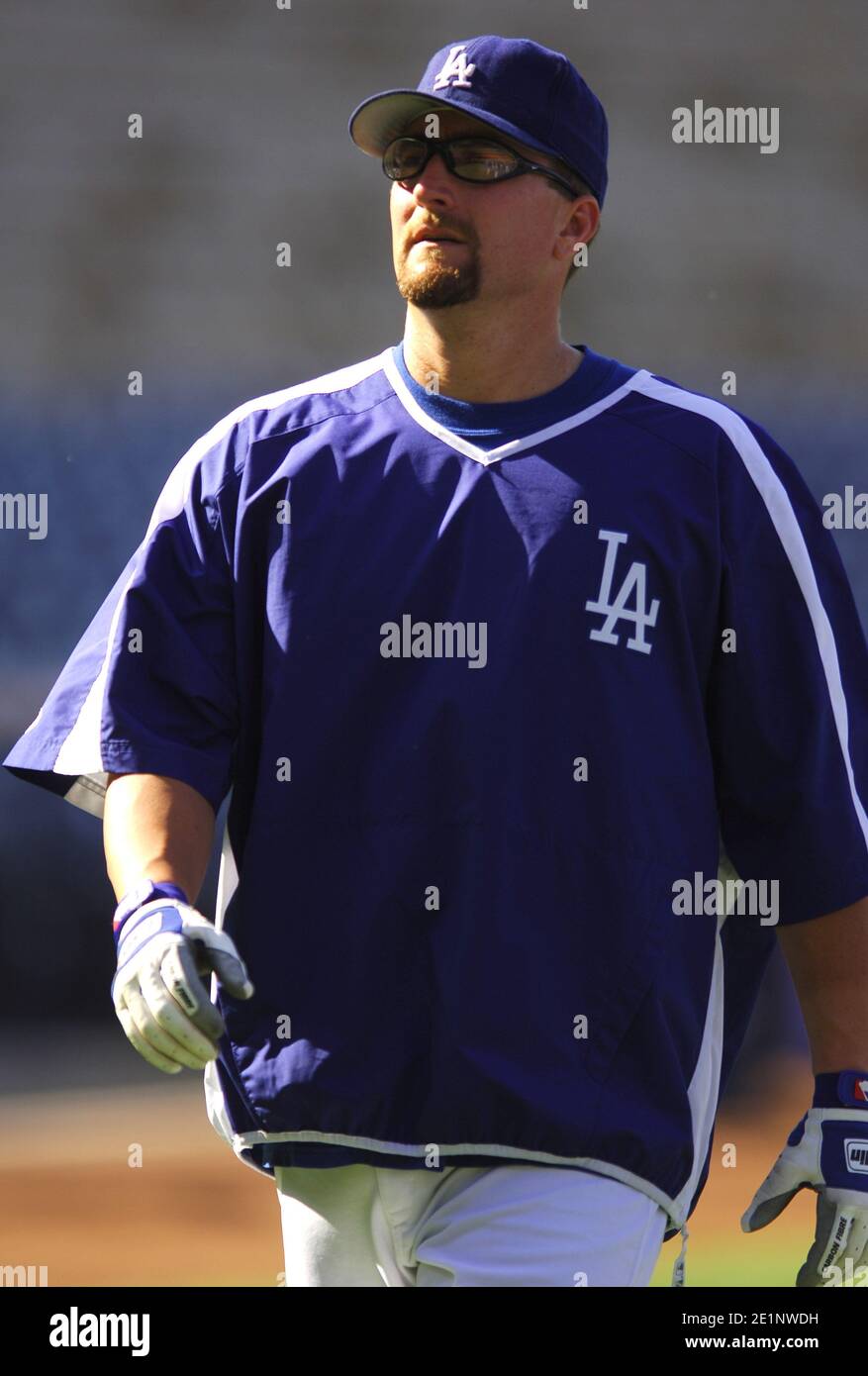 Jason Phillips of the Los Angeles Dodgers during batting practice ...