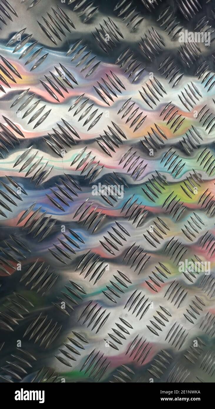 metal panel with notch and colored reflections stainless steel sheet ...