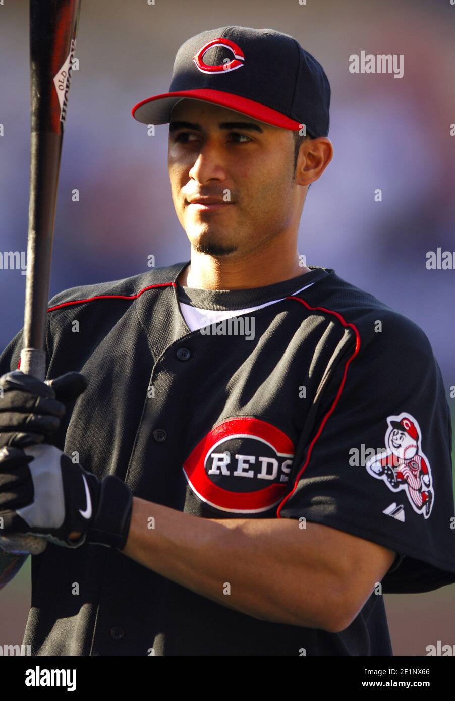 Felipe Lopez of the Cincinnati Reds during batting practice before game ...