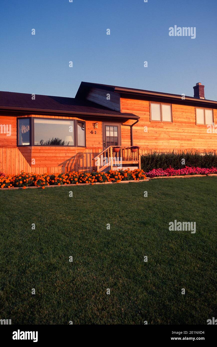 Residential House Exterior in Middle Class Neighborhood, MT, USA Stock ...