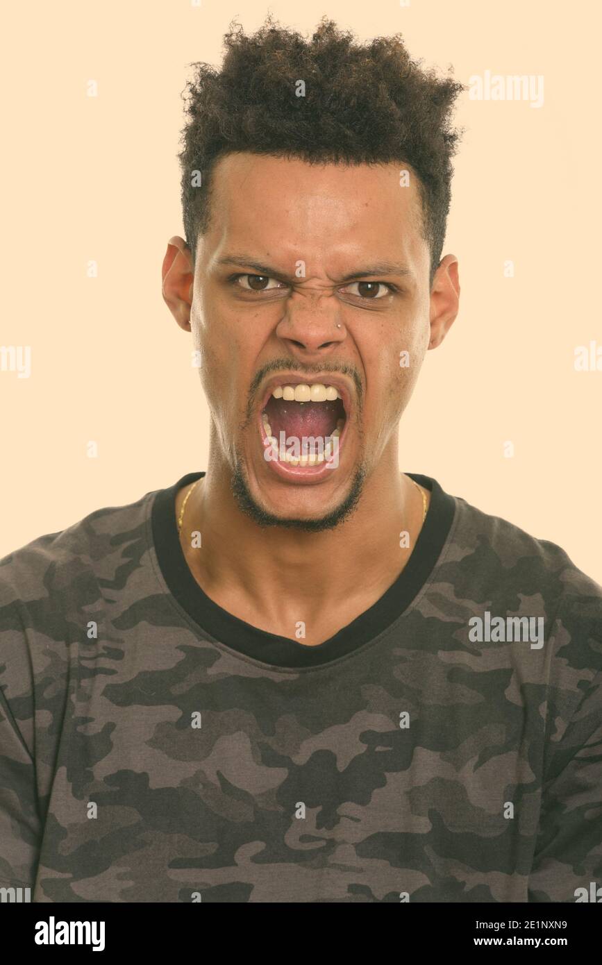 Angry man face black hi-res stock photography and images - Alamy