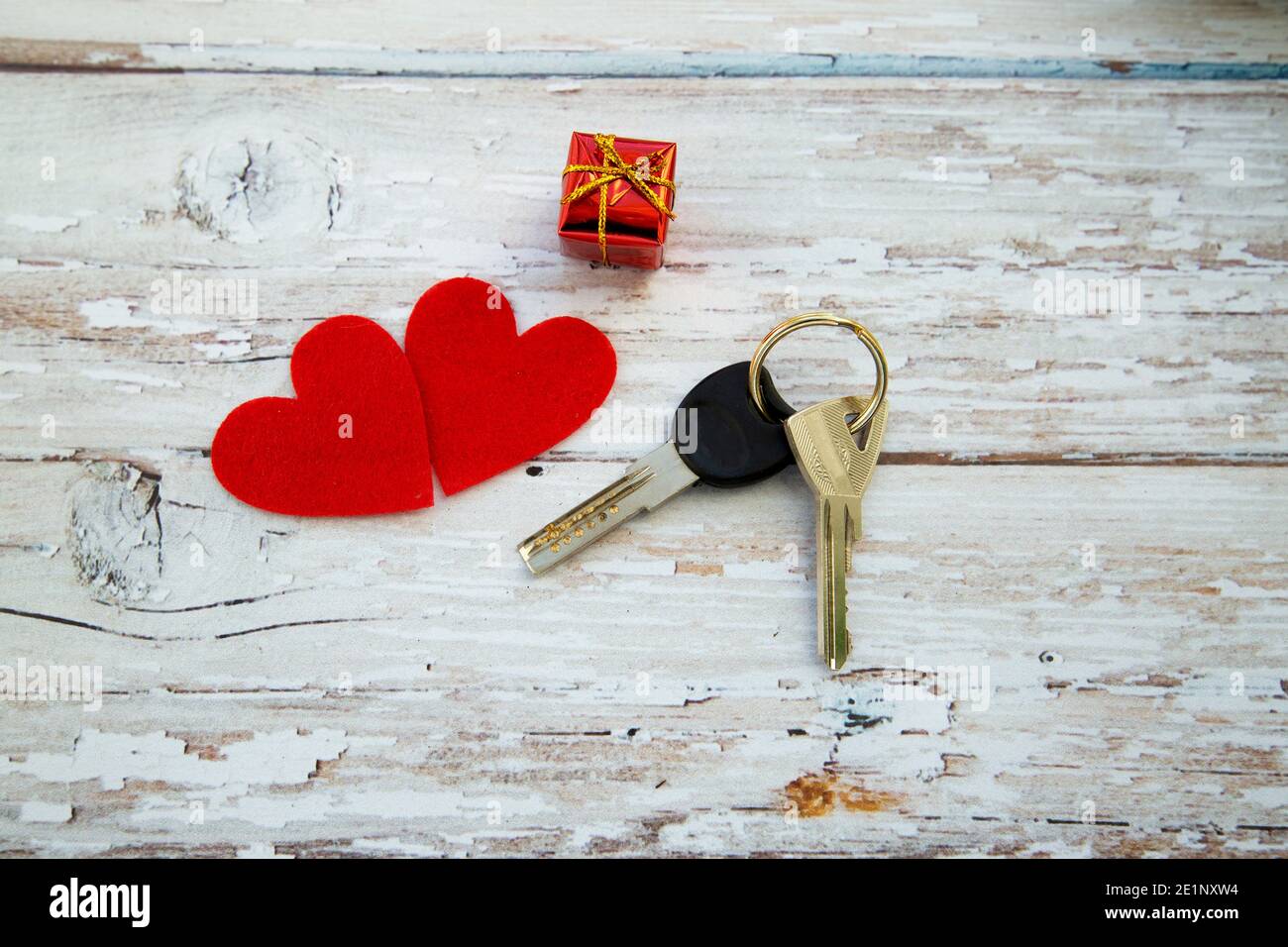 house keys with hearts. valentine's day gift Stock Photo - Alamy
