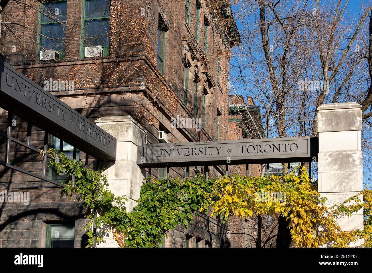 Close up of University of Toronto sign at St. George Campus in fall in ...