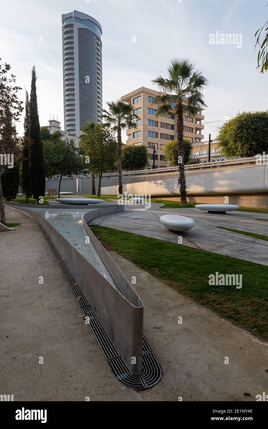 Cityscape of Nicosia the capital city of Cyprus from Eleftheria square ...