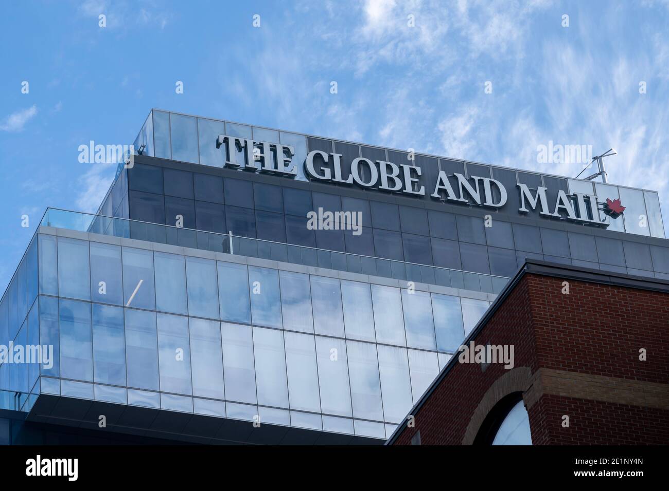 Globe and Mail sign on their Headquarters building in Toronto Stock ...