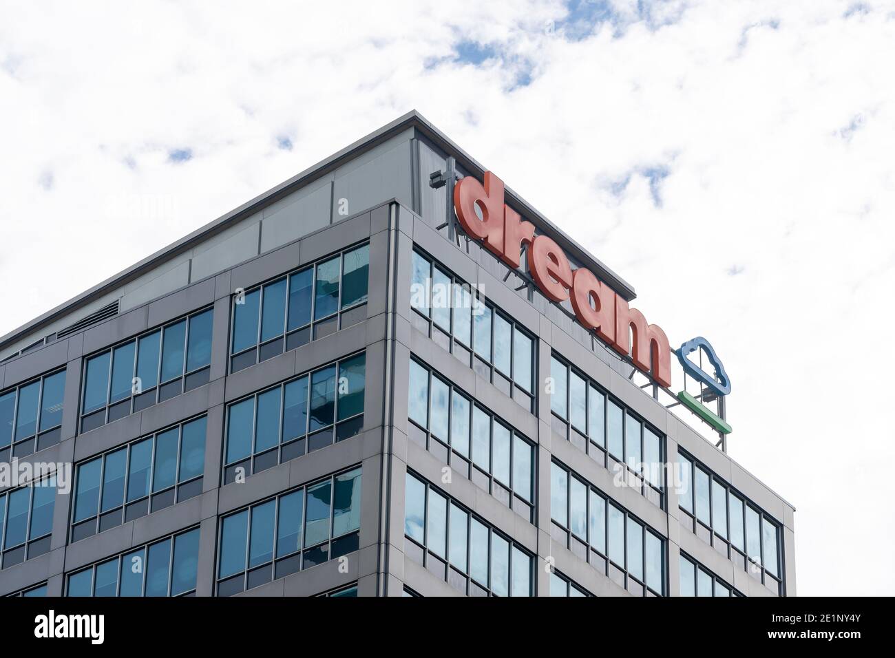 Dream company sign is seen on their head office building in Toronto ...