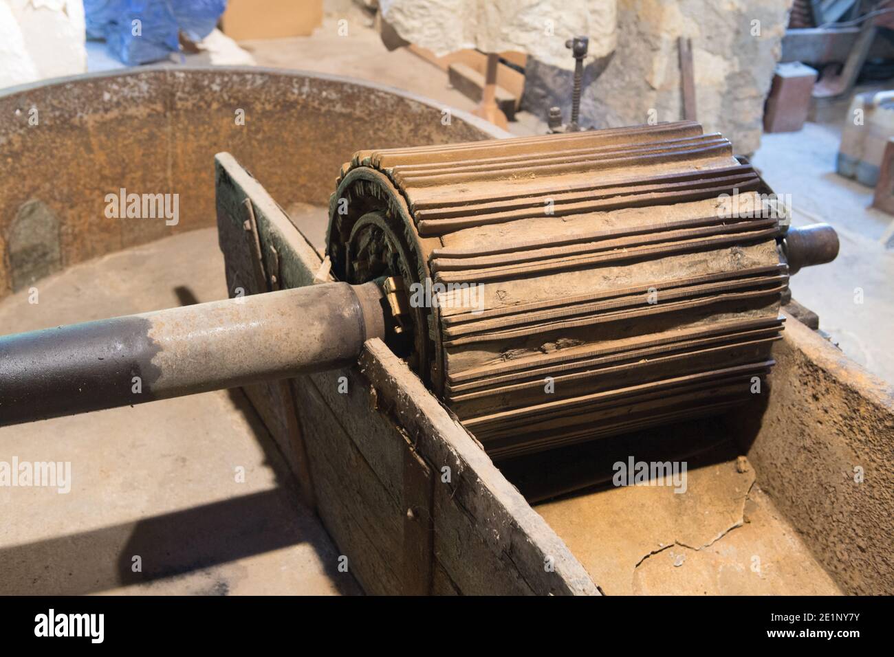 Paper mill interior with device Stock Photo - Alamy