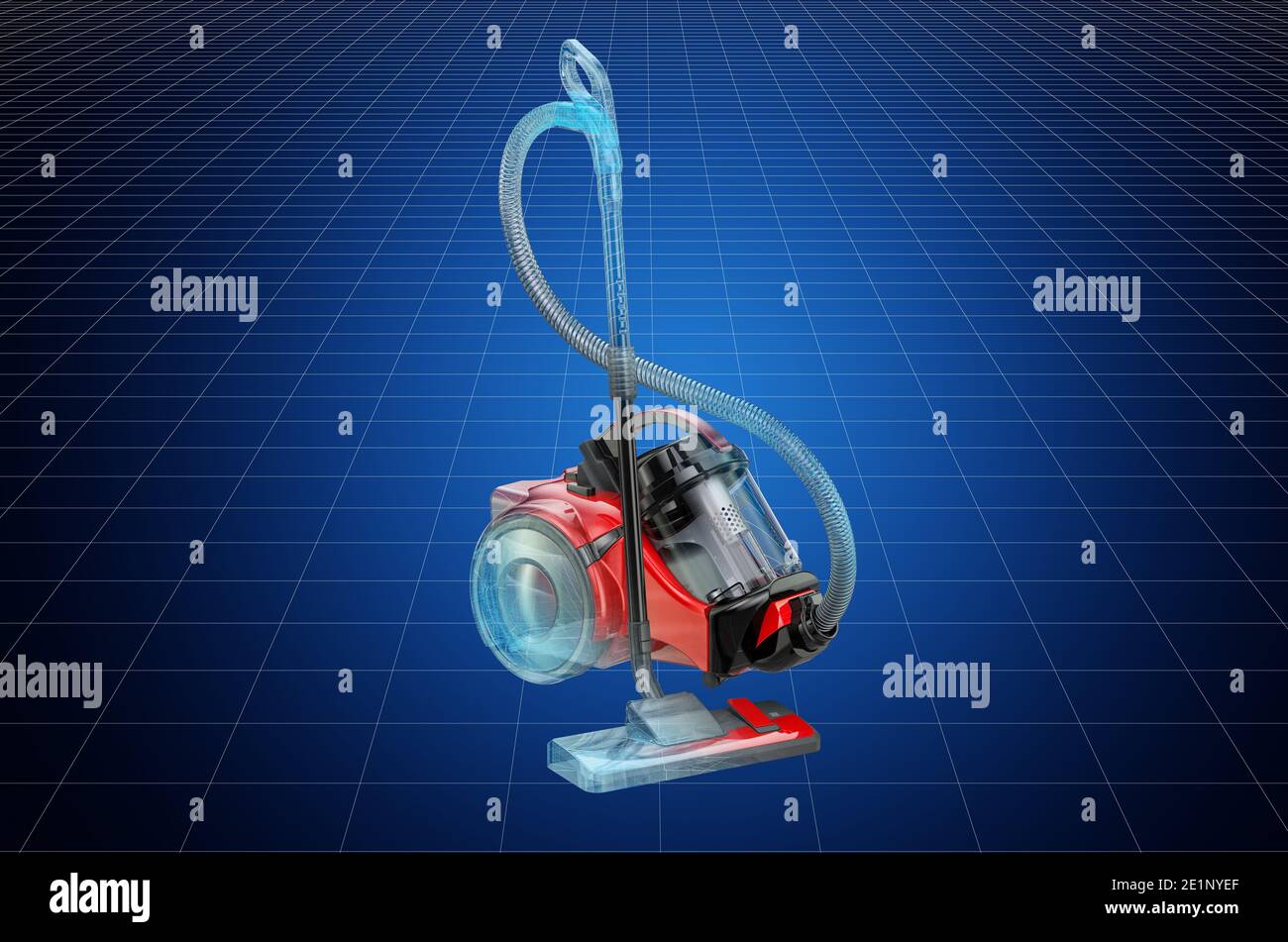 Visualization 3d cad model of vacuum cleaner, blueprint. 3D rendering ...