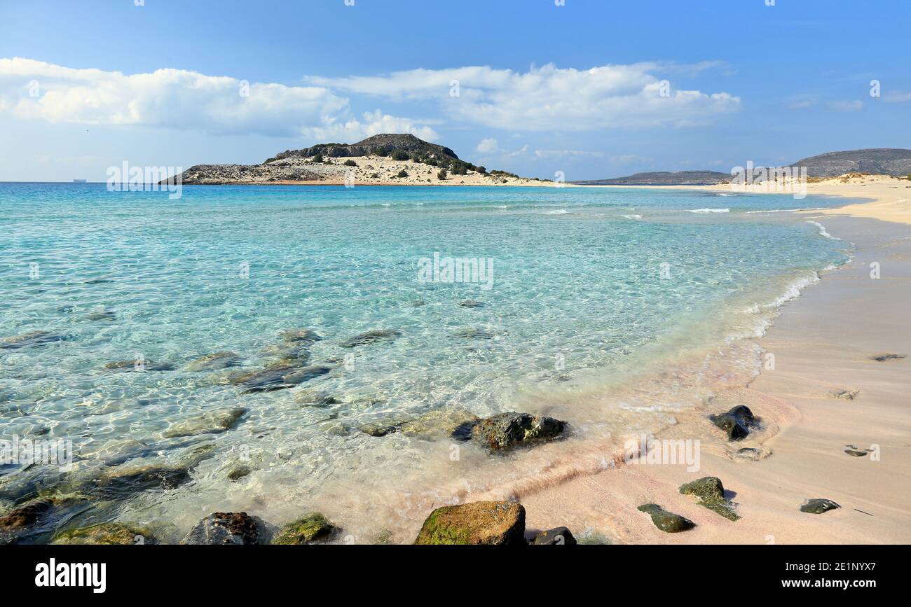 Beach of Simos, in Elafonissos island, Peloponnese, Greece. It is a ...