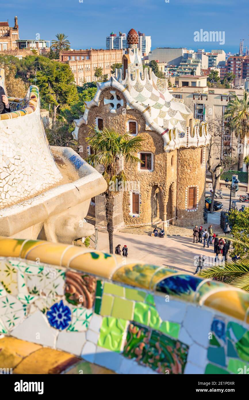 Park Güell in Barcelona Spain, designed by Antoni Gaudí it is a UNESCO ...