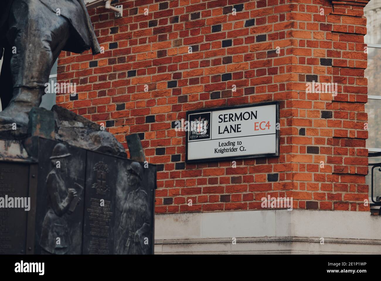 London, UK - November 19, 2020: View of a street name sign on a ...