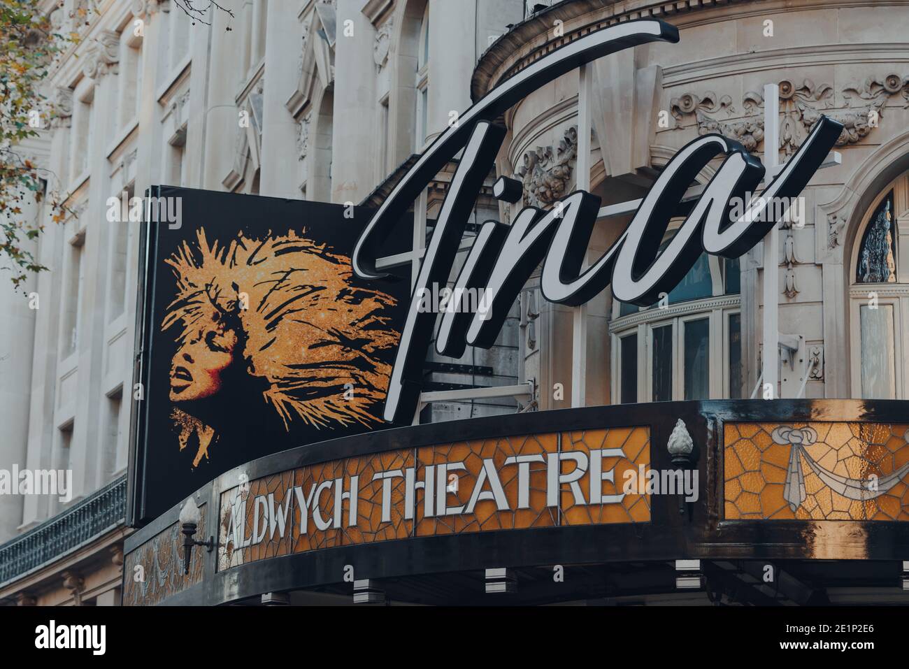 London, UK - November 19, 2020: Close up of Tina sign at the entrance ...