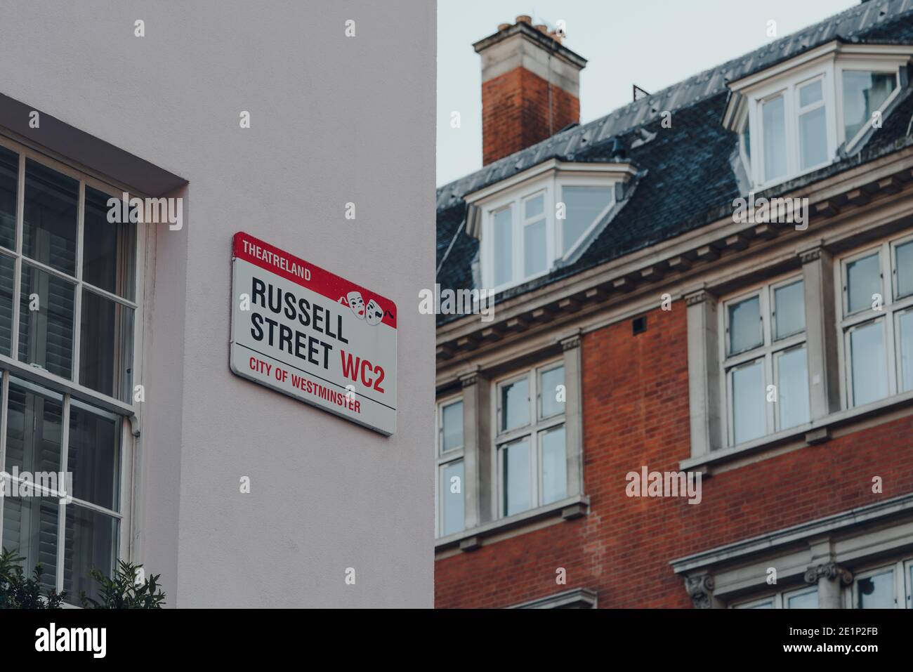 London, UK - November 19, 2020: Street name signs on a building in ...