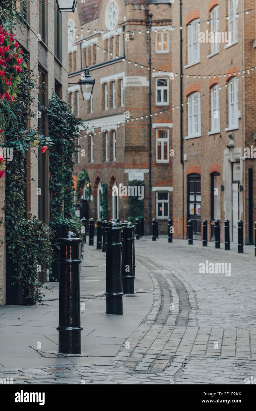 View of empty street in Covent Garden, London, UK, selective focus ...