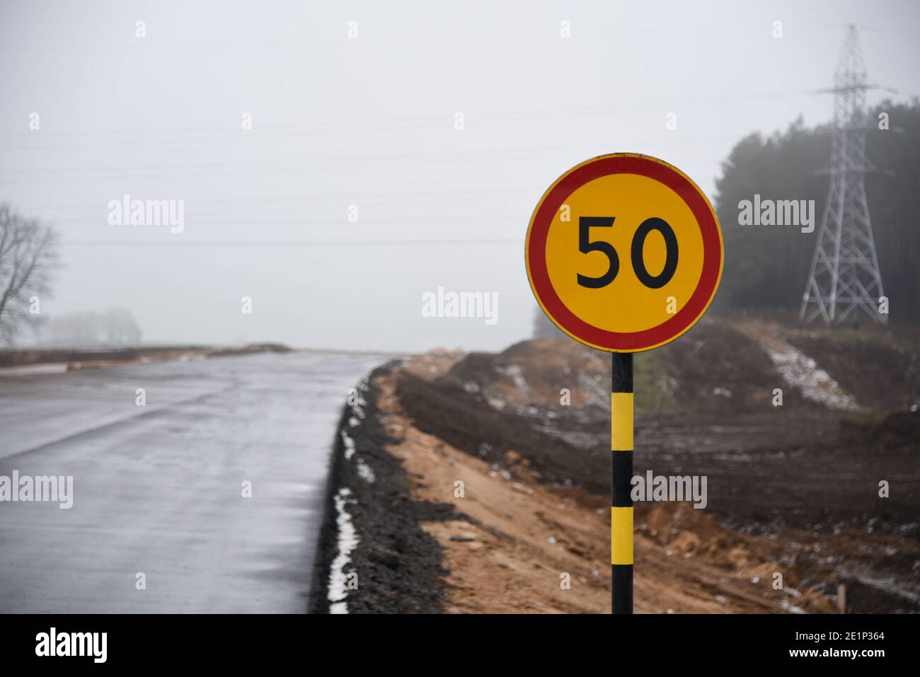 Road work sign speed limit hi-res stock photography and images - Alamy