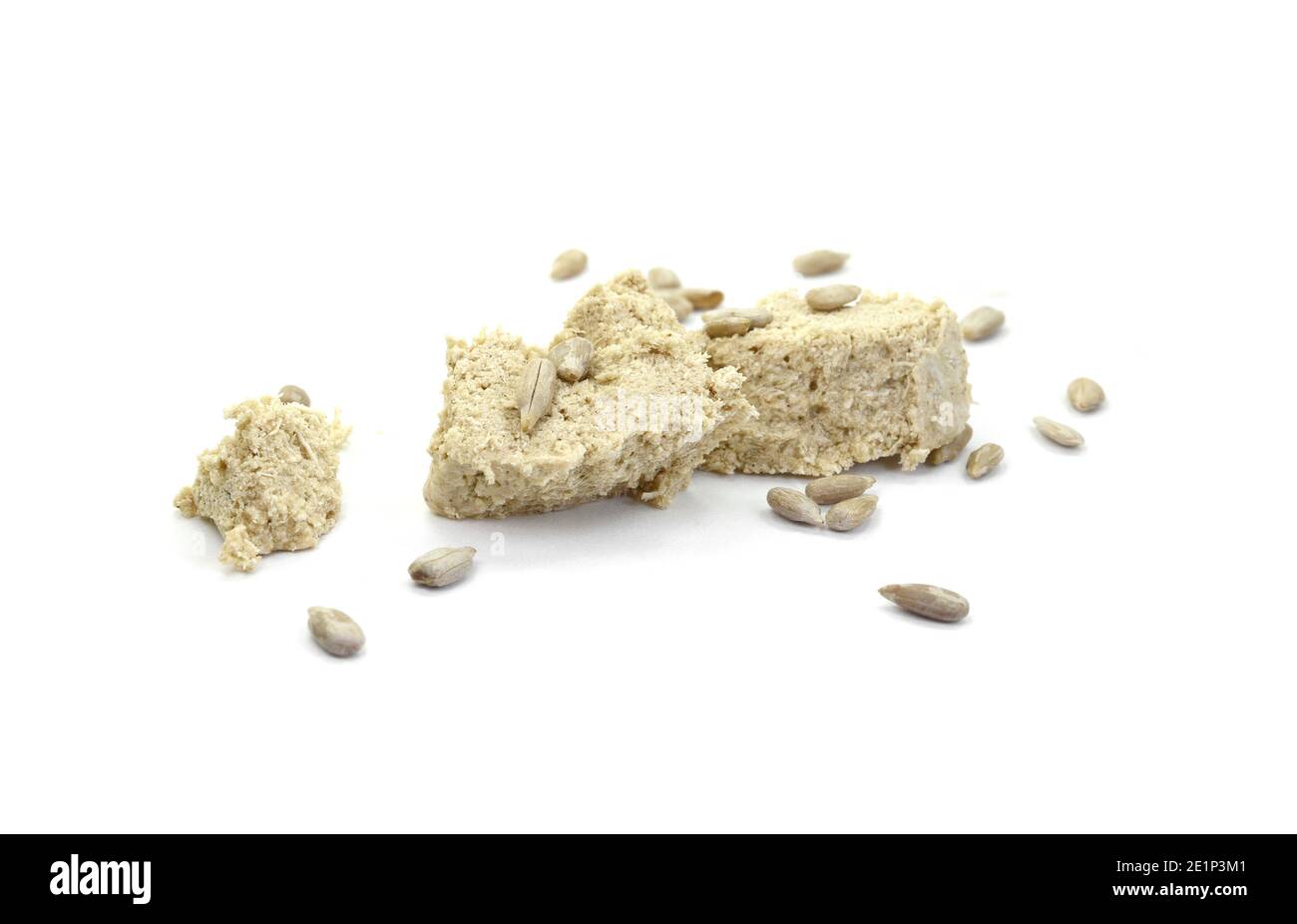 Sunflower halva isolated on white background Stock Photo - Alamy