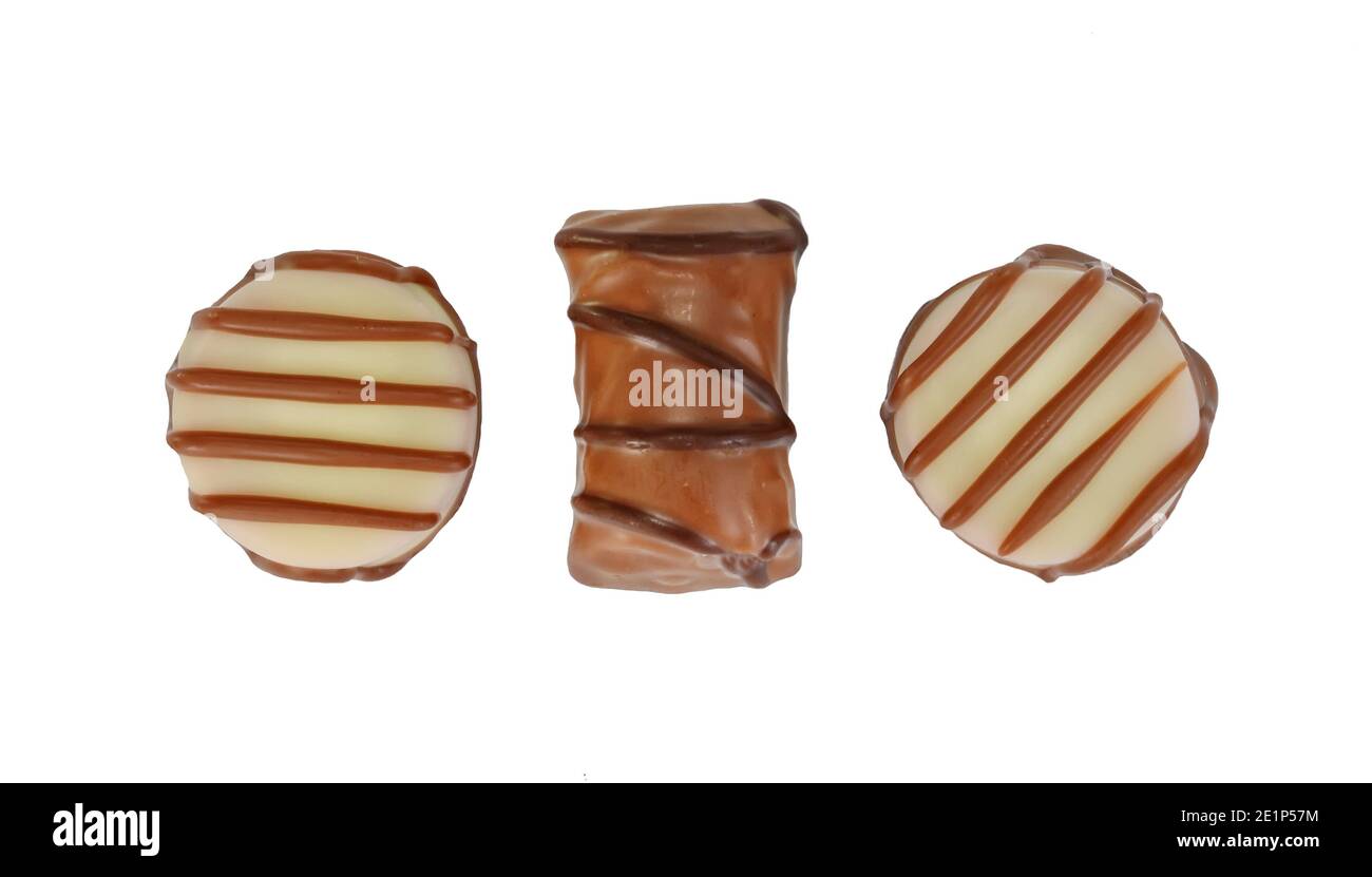 Different chocolates in various shapes, isolated in white Stock Photo ...