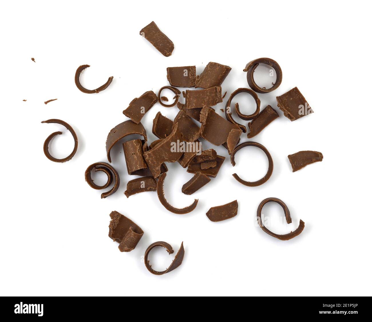 Grated chocolate. Heap of ground chocolate isolated on white background ...