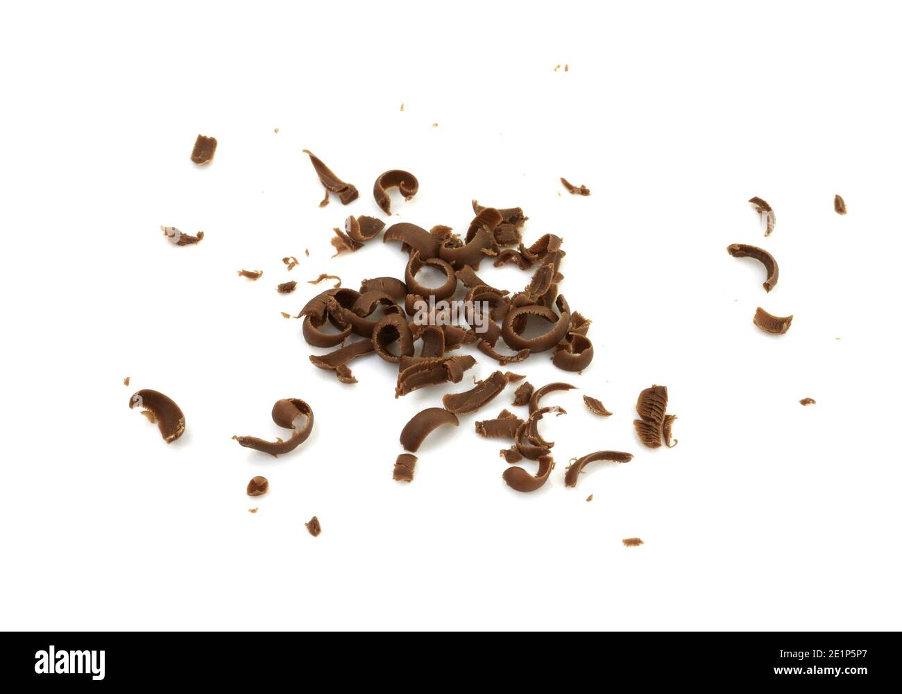 Grated chocolate. Heap of ground chocolate isolated on white background ...